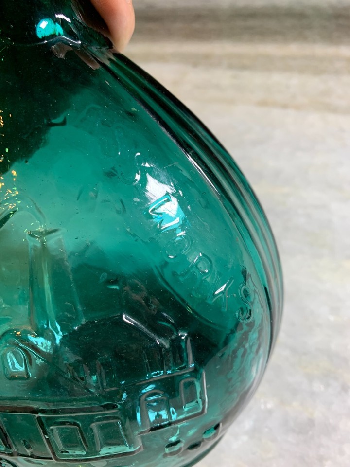 JENNY LIND Fislerville Glass Works Open Pontil Applied Top Bottle 1930s ...