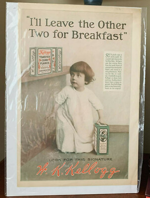 Kellogg's Vintage 1912 Advertising Poster Toasted Corn Flakes - Rare ...