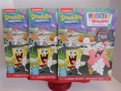 3 SpongeBob Squarepants Sticker By Number Activity Books 100+ Stickers ...