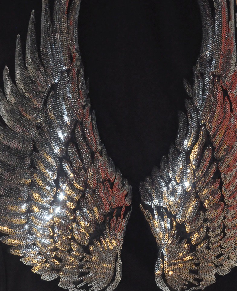 Women Plus Size with Sequin Angel wings Bling Bling T-Shirt,Short ...