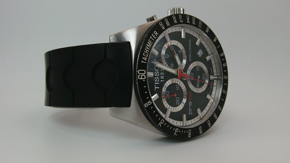Tissot PRS516 Chronograph Watch w/ Date WR 10 Bar 100M on Rubber Band w ...