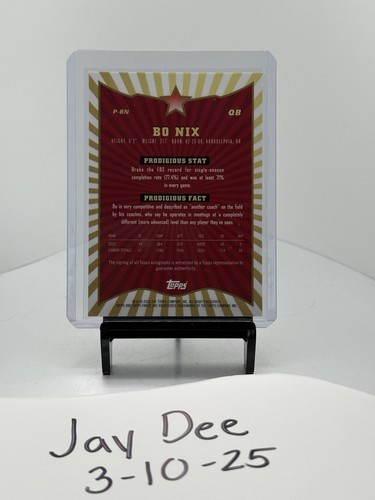 2024 Topps Finest Prodigies Bo Nix Auto Blue Checkerboard /99 SSP ...