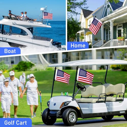 2PCS 12" x 18" Golf Cart Flags, Easy Installation Embroidery American ...