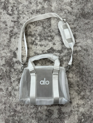 New With Tag ALO Yoga White Clear Mesh Mini Duffle Bag–Gym Travel Tote ...