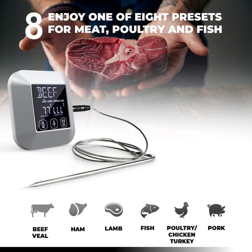 Digital Screen Kitchen for Meat Poultry Fish Long Wired Probe Cooking ...