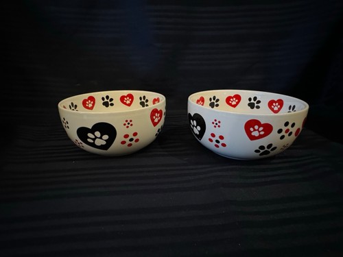 Temp-Tations Seasonal Pawfetti Soup Bowl Set of Two (2) Hearts & Paw ...
