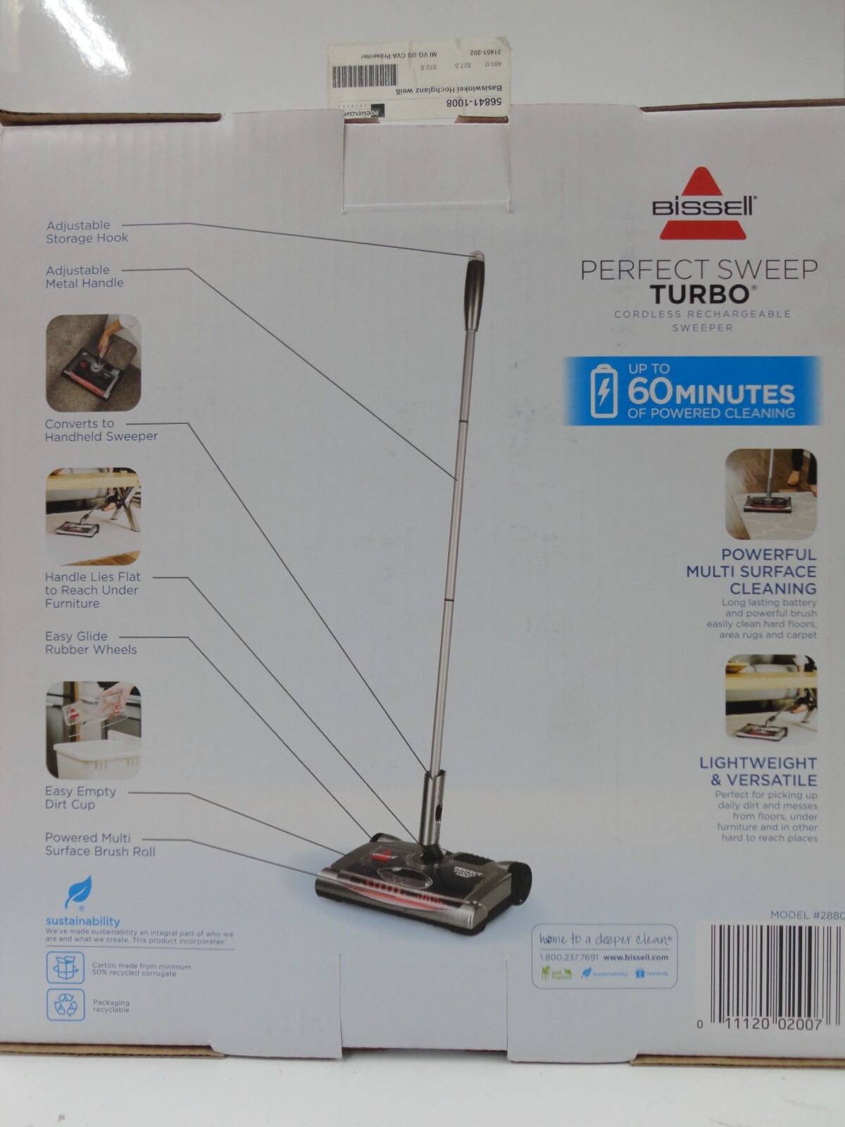 BISSELL 2880 Series Sweep Turbo Cordless Rechargeable Notching Sweeper ...