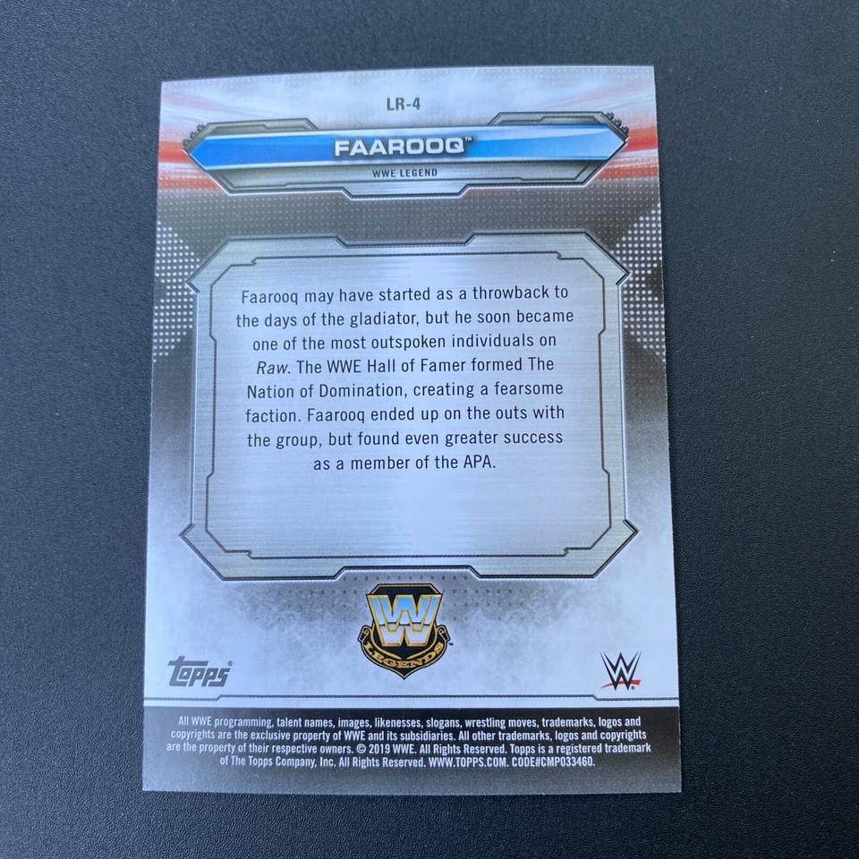 2019 Topps WWE Wrestling Legends of Raw #LR-4 Faarooq | eBay