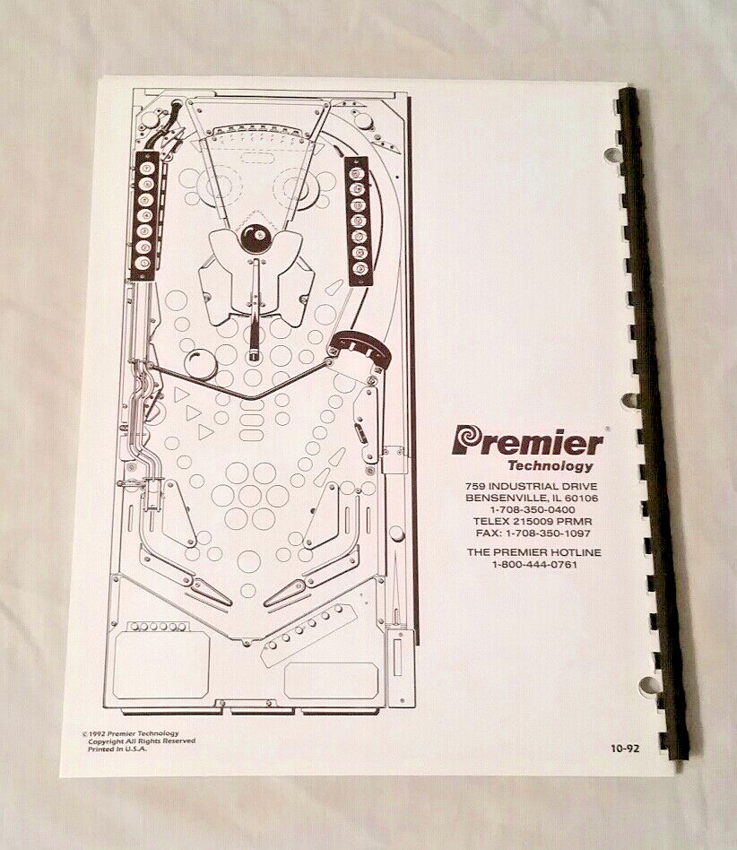 Gottlieb Premier Cue Ball Wizard Pinball Machine Original Manual ...