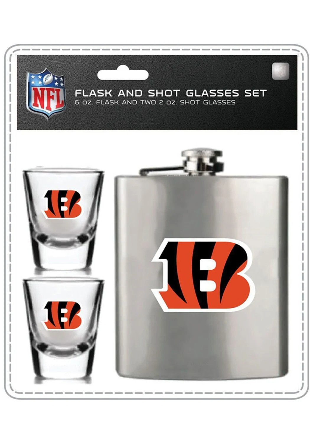 Cincinnati Bengals Flask & 2 Shot Glass Set, NFL Licensed | eBay