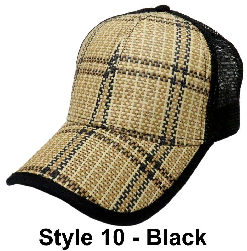Men Women New Wicker Straw Woven Baseball Cap Curved Visor Summer Hat ...