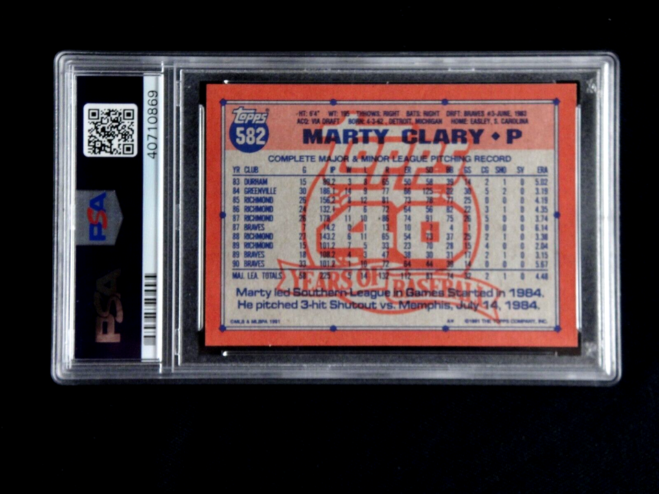 MARTY CLARY 1991 TOPPS DESERT SHIELD CARD #582 PSA 8 BASEBALL RARE ...