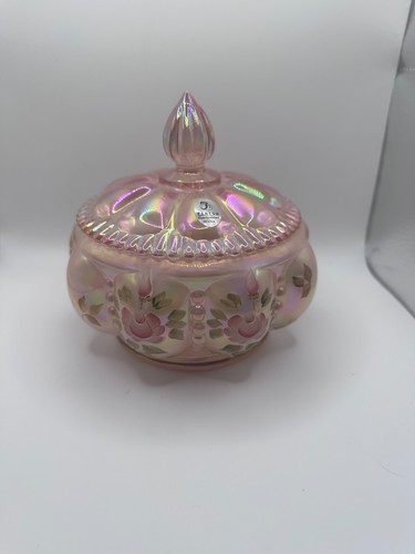 Fenton Iridized Sunset Charleton Collection Melon Beaded Box Hand ...