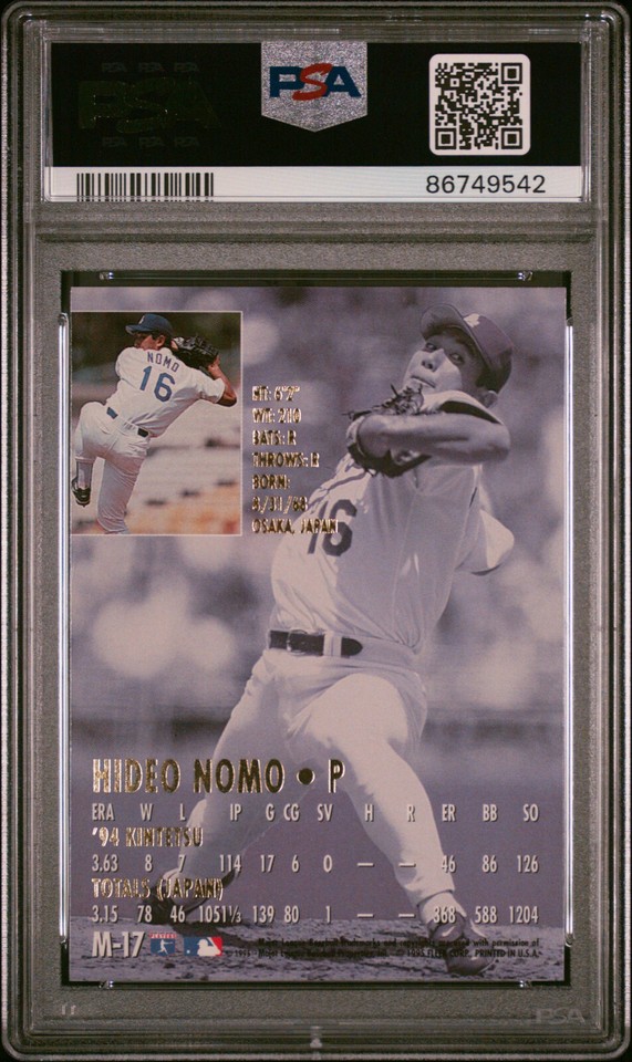 *Rare*PSA 1995 Ultra GOLD Medallion RK Mail-in #M-17 Hideo Nomo PSA 10 ...