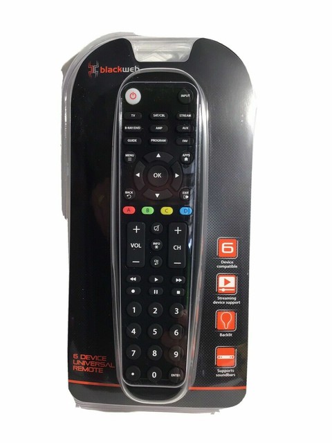 Blackweb 6-Device Universal Remote Control - Black NEW Sealed ...