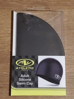 Athletic Works Adult Size Solid Black 100% Silicone Swim Cap 2020 New ...