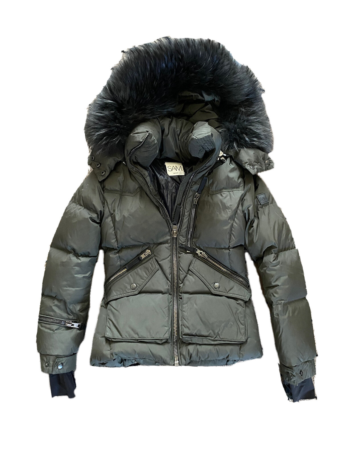 SAM. NYC BLAKE DOWN PARKA GREEN FUR COLLAR XS Women’s COAT JACKET $695 ...
