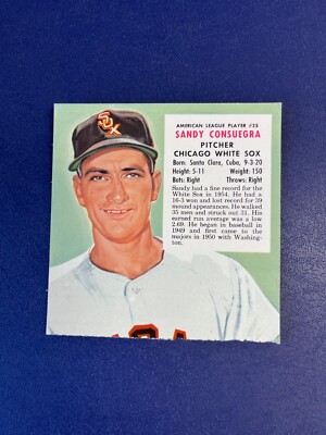 1955 Red Man Tobacco Card No Tab #25 Sandy Consuegra - Chicago White ...