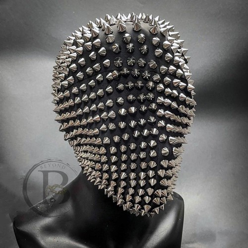 Spike Mask Studded Full Face Masks Halloween Masquerade Mask Silver ...