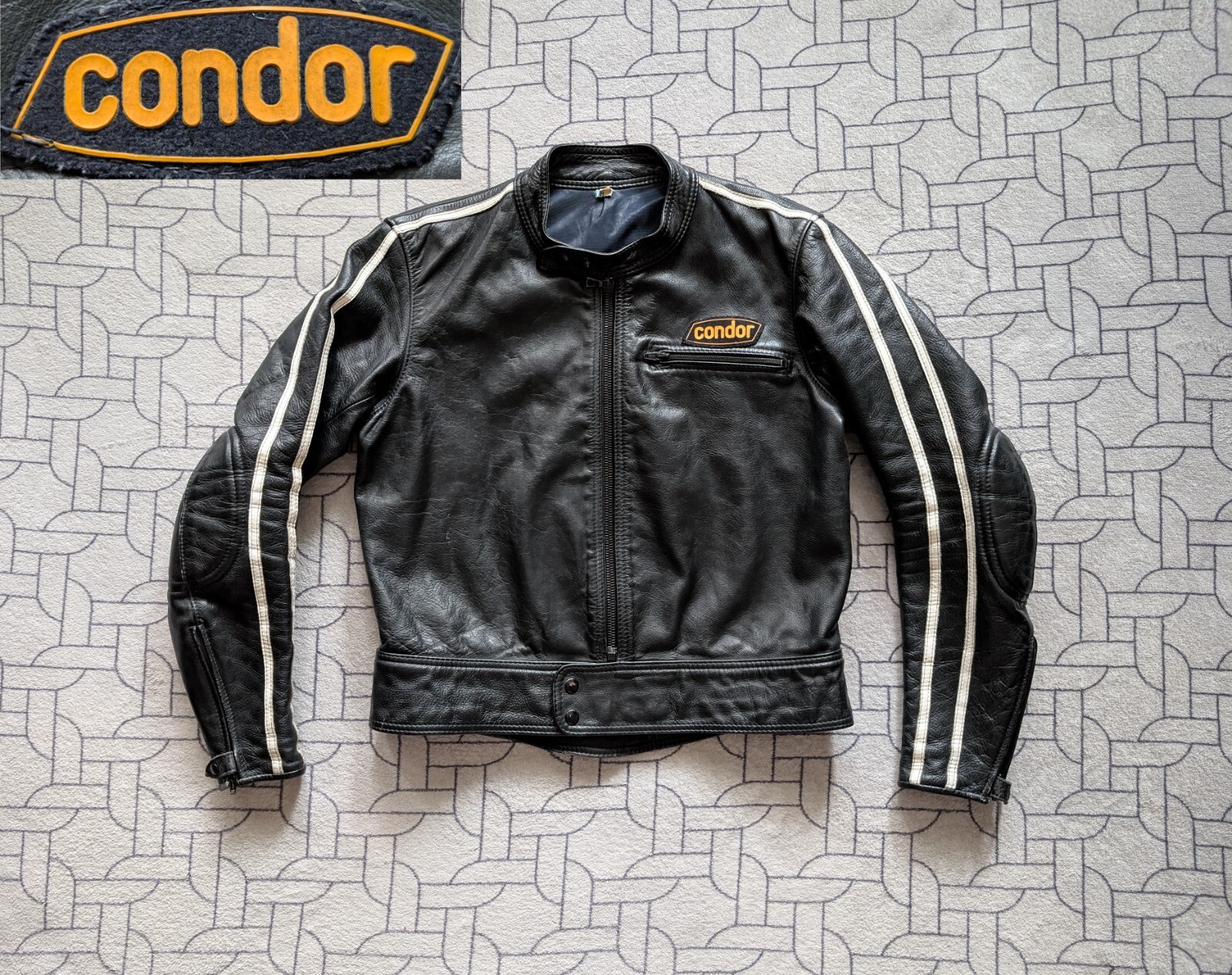RARE VINTAGE 1970'S CONDOR ITALY MOTORCYCLE LEATHER… - Gem