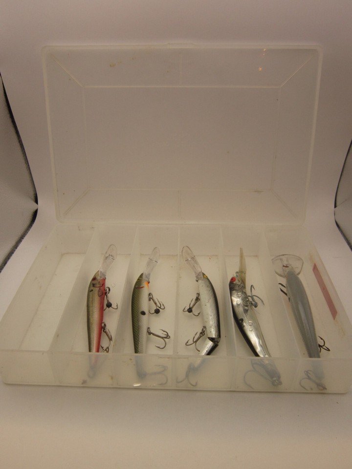 (5) Used Fishing Lures Deep Diver Crankbaits REBEL Spoonbill Minnow w ...