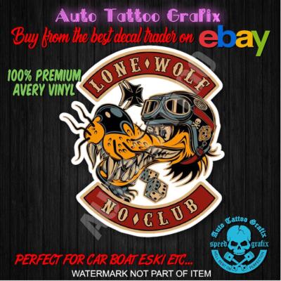 VINTAGE LONE WOLF NO CLUB DECAL STICKER RETRO AMERICANA HOT ROD RAT ROD ...