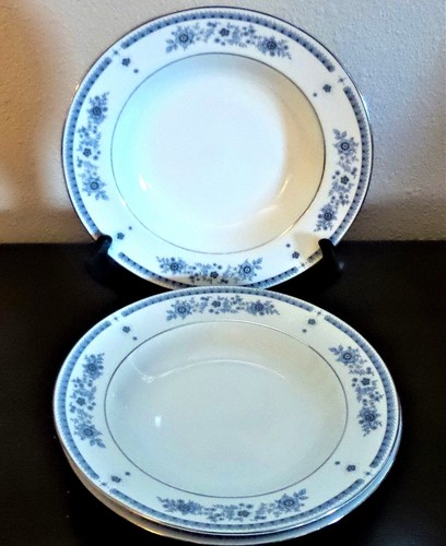 J L Menau Bavaria Germany Rim Soup Bowls x3 Graf Von Henneberg Blue ...