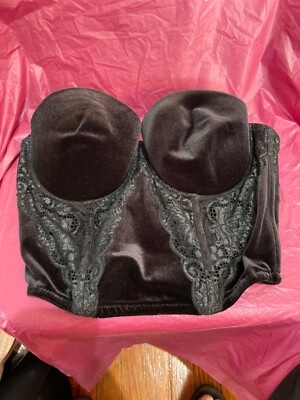 VICTORIA SECRET 36D BLACK VELVET AND BLUE SPARKLY LACE BRA WITH ...