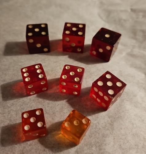 Vintage Translucent Cherry Red 3 Large 1" Bakelite ? Dice 3 3/4" 2 1/2 ...