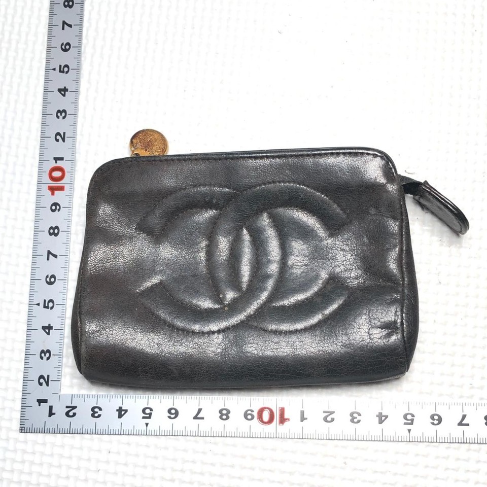 CHANEL Leather Mini Pouch w/Serial Seal, "La Collection" sticky note ...