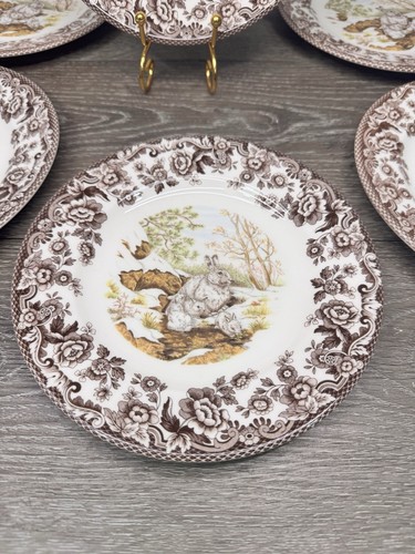 Spode Woodland Winter Scenes Snowshoe Rabbit 7-3/4” Salad Plate ~Set Of ...