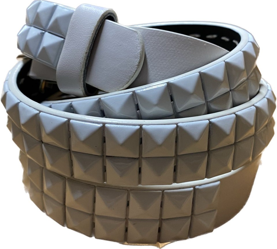 UNISEX Men/Women 2/3-Row Metal Pyramid Studded Belt Checker Punk Rock ...