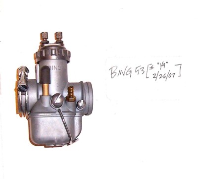 60s VINTAGE BING Brand 53 26mm CARBURETOR #2/26/67 [1/9], EX/RESTO/COMP ...