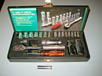Vintage NAPA Auro Parts 22 Piece Socket Set 1/4" & 3/8" Chrome Vanadium ...