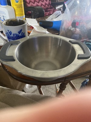 Pampered Chef Mixing Prep Bowl Stainless Steel 2 Handled Rubber Grips ...