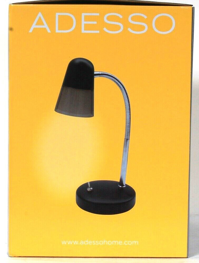 1 Count Intertek Adesso LED Black Finish Adjustable Chrome Gooseneck ...