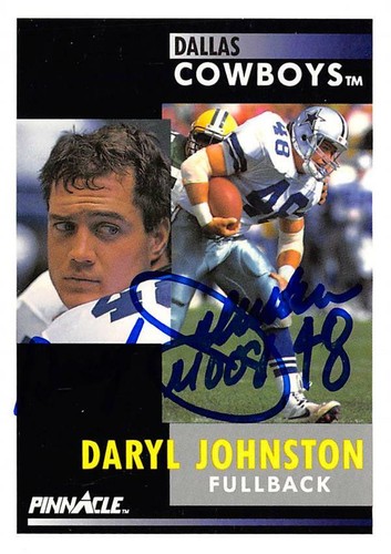 Daryl Moose Johnston autographed football card Dallas Cowboys 1991 ...