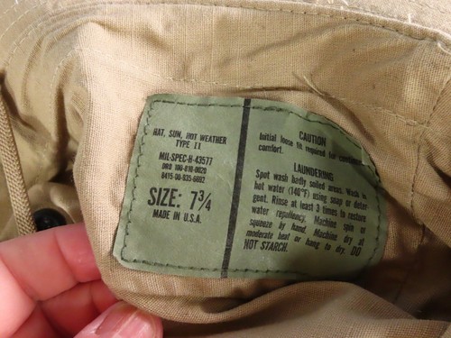 USGI Military SUN HAT HOT WEATHER TYPE II Desert Tan Boonie Chin Strap ...