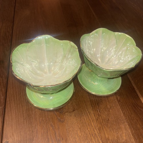 2x Vintage : MALING LUSTRE WARE Sundae Dishes - Green and Yellow. | eBay