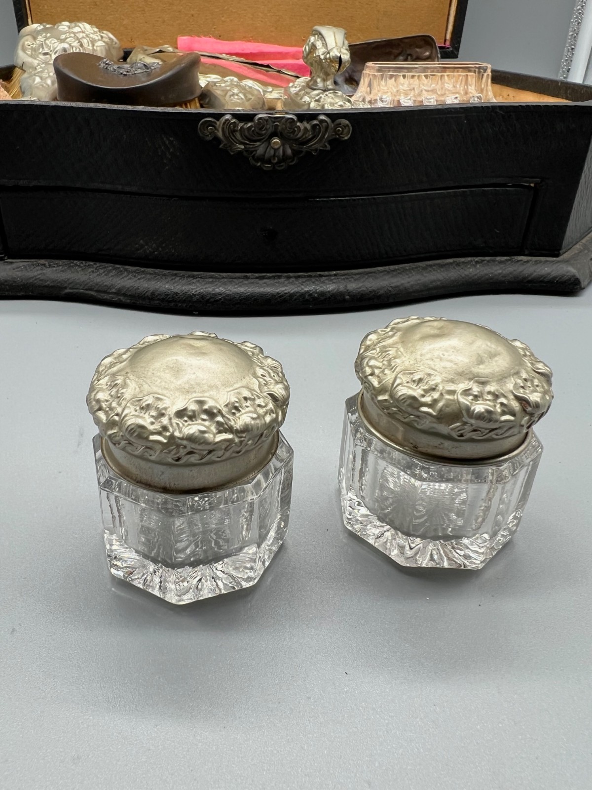 Vtg Antique Silver Color Art Nouveau Floral Dresser 10-piece Brushes ...