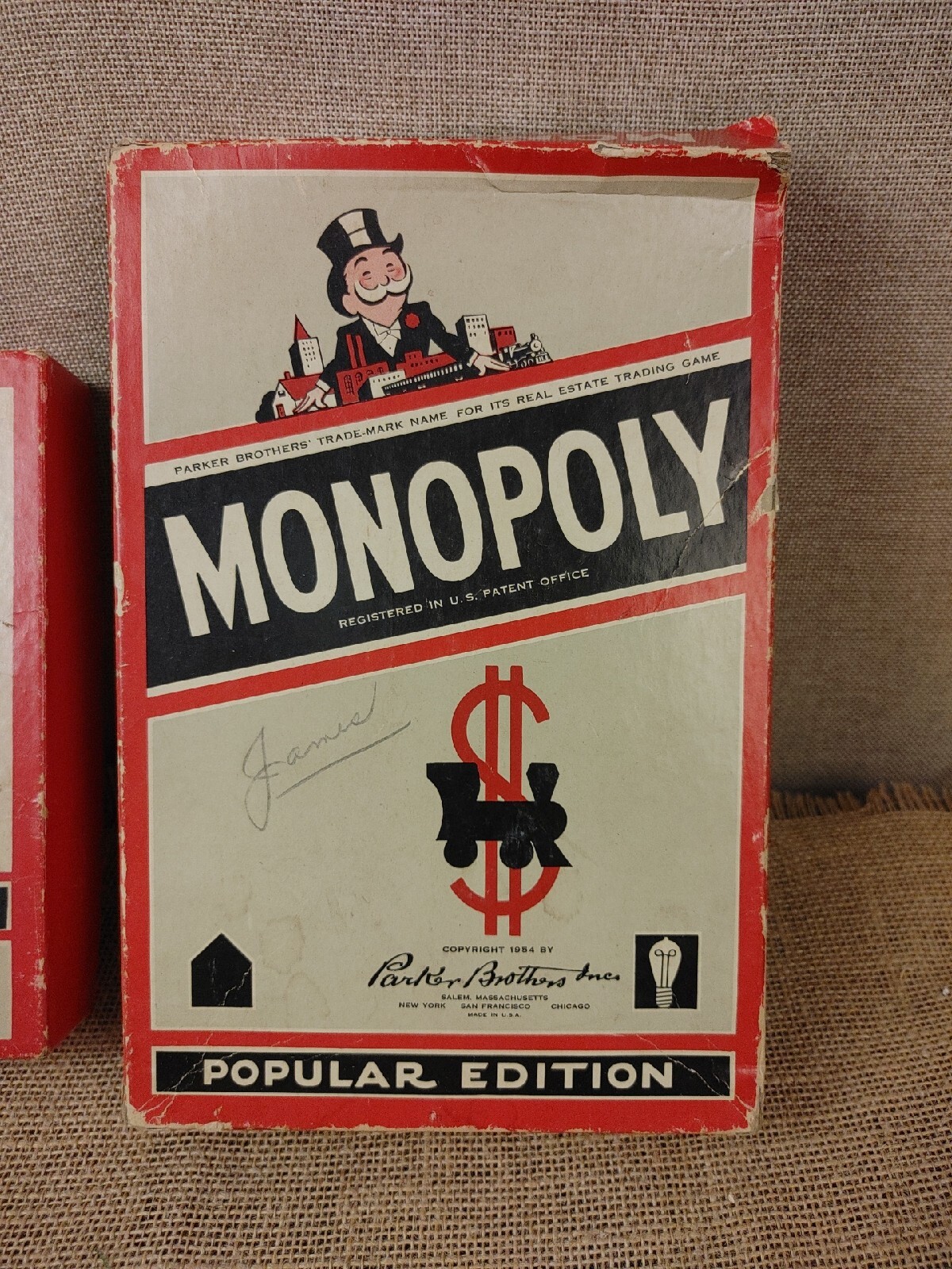 Vintage Monopoly Game ~ 1950-1951 Popular Edition Red Box Wood Pieces ...