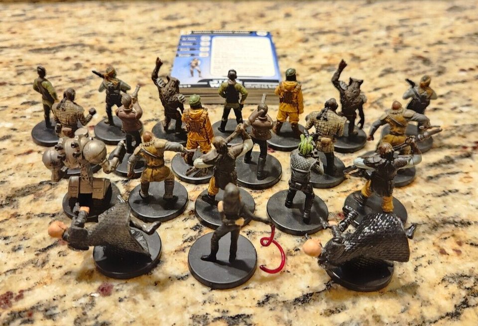 Star Wars Miniatures - Bounty Hunters Set - Fringe 21 Figures w/ Cards ...