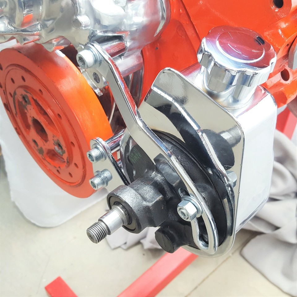 Small Block Chevy Chrome Power Steering Bracket Saginaw pumps SBC 327 ...