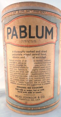 Antique vtg 1930s Mead's Pablum Oats Round Cardboard Box Canister 1 lb ...