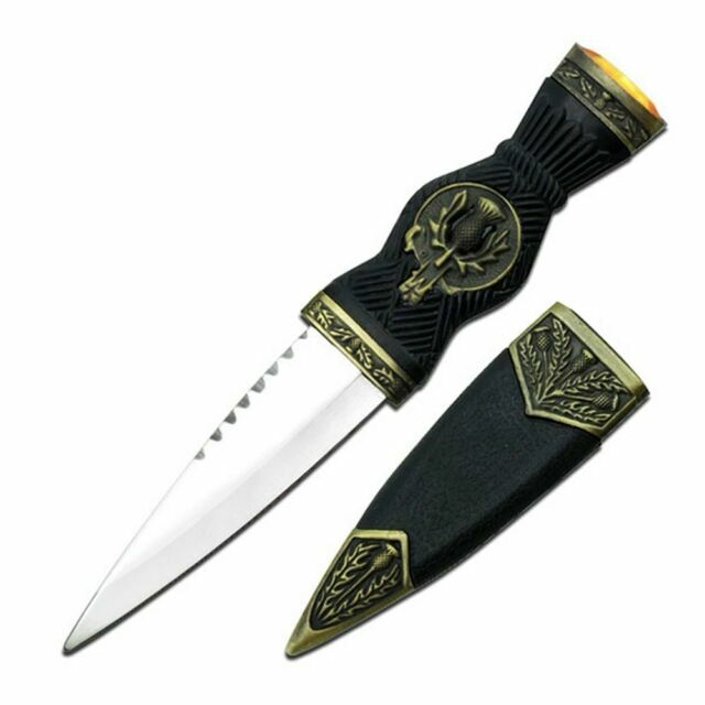 Celtic Scottish Sgian Skean Dubh Dirk Dagger 7" Knife Thistle Design ...