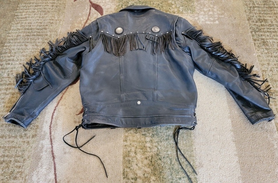 Harley Davidson LARGE Leather Jacket Border Hawk FLST… - Gem