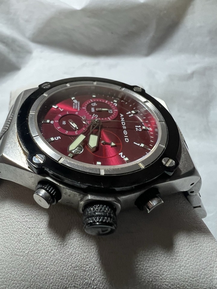 Android, Swiss chronograph movement,date, Cherry Red,46mm,WR100 ...