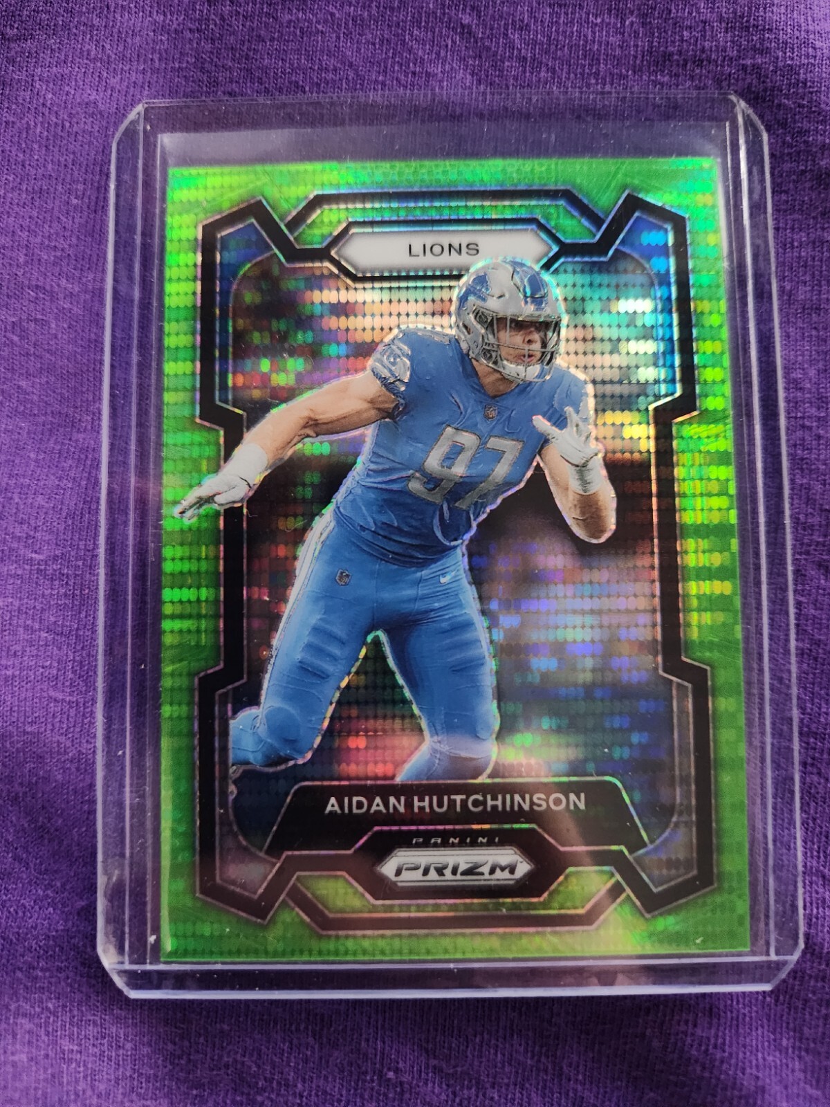 2023 Panini Prizm NEON GREEN PULSAR Aidan Hutchinson #94 LIONS | eBay