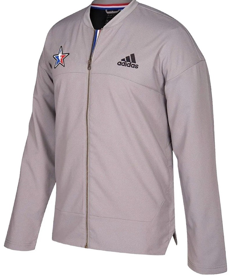 Adidas NBA All Star Game Jacket Men L Gray On-Court Full Zip Brand New ...