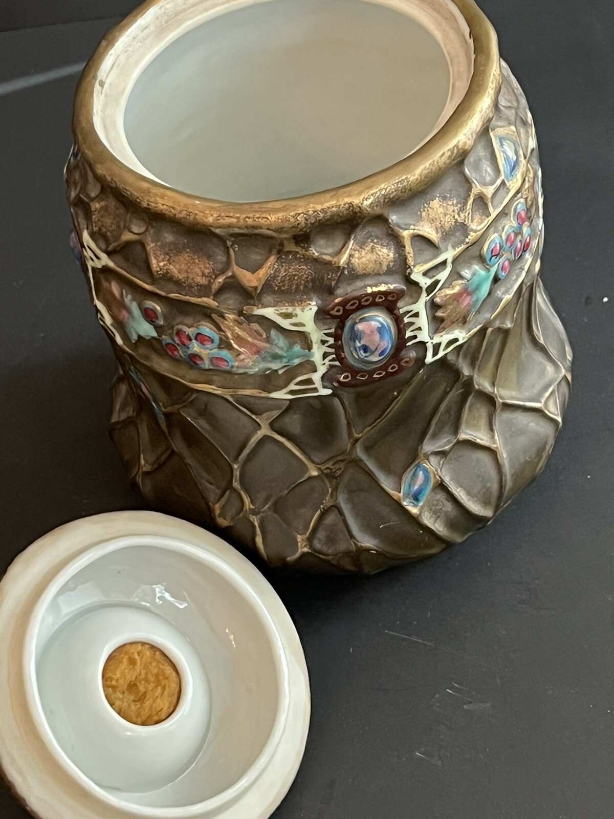 Antique Nippon Handpainted Raised Mold Jeweled Tobacco Jar / Humidor | eBay